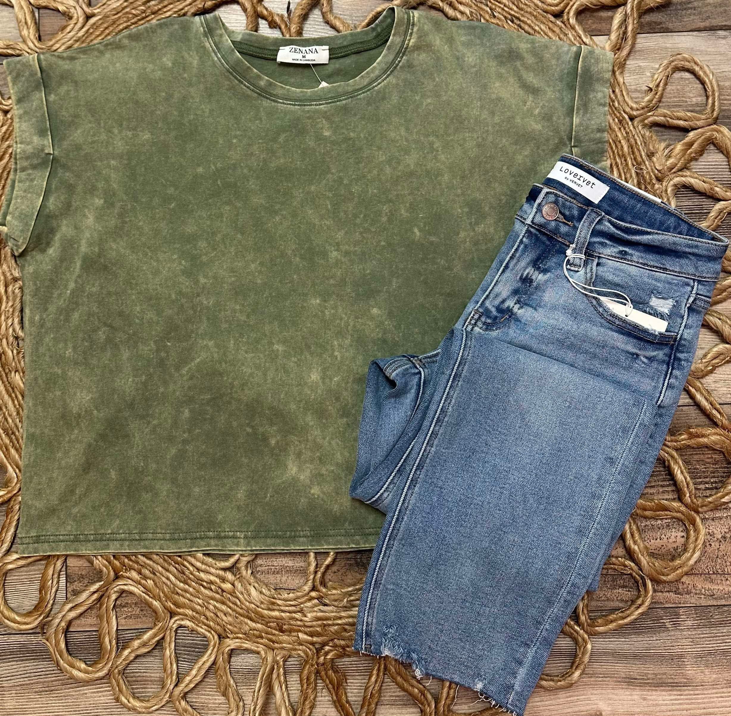 Zenana Green Acid Wash Top – Mini Mee Boutique