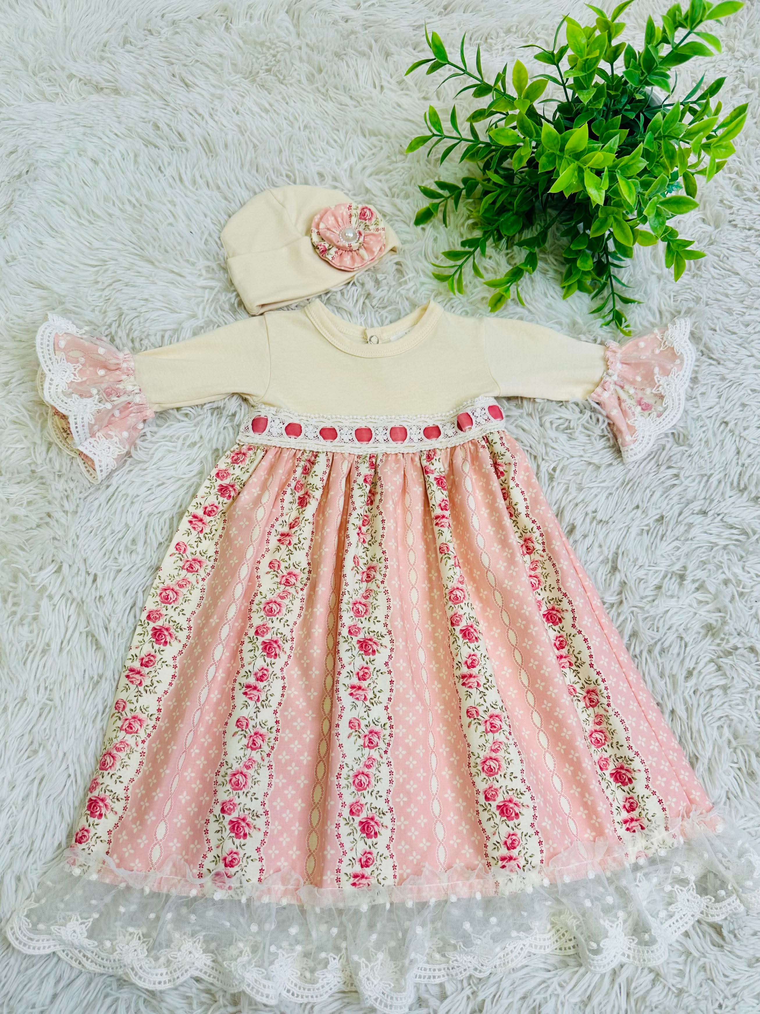 Infant Girls Haute Baby Grandmas Favorite Gown and Hat Set – Mini Mee ...