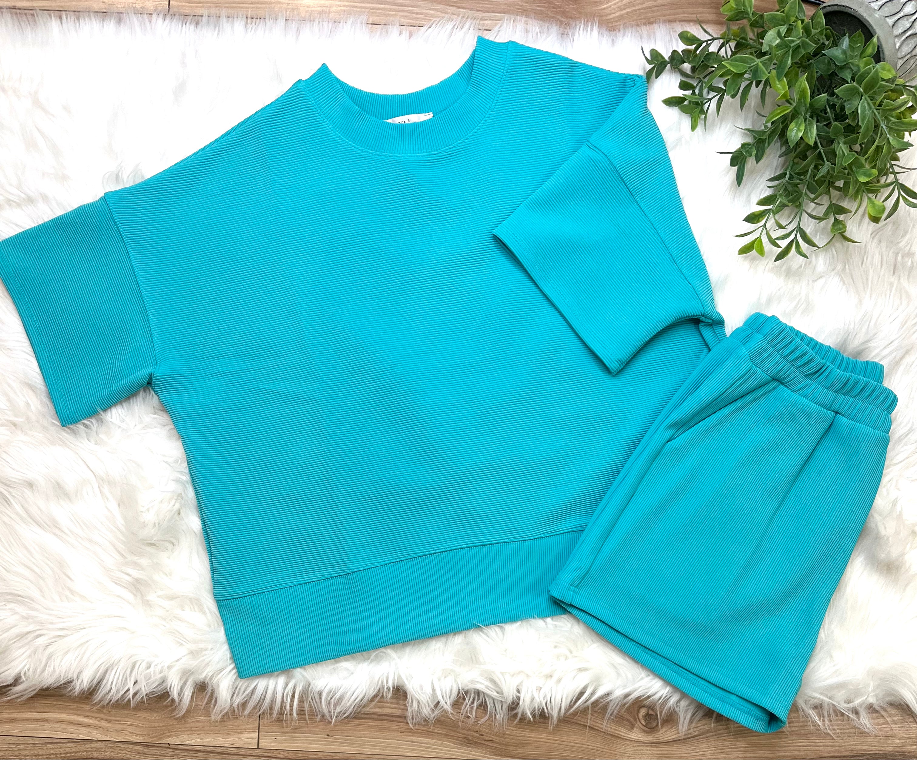 Zenana Turquoise Ribbed Short Set – Mini Mee Boutique